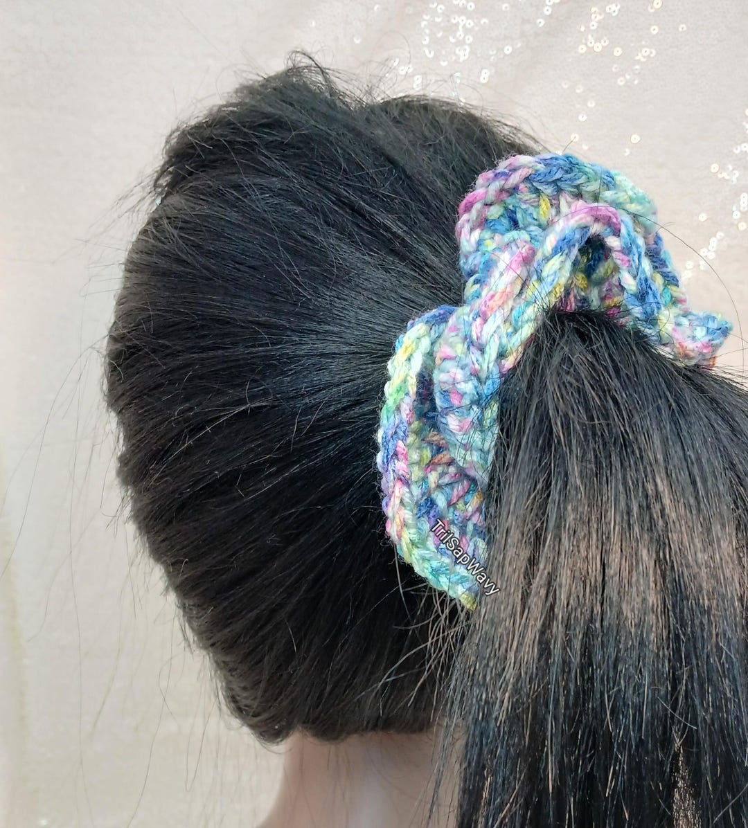 Colorful Crochet Scrunchie, Ponytail Holder, Elastic Hair Tie - Etsy