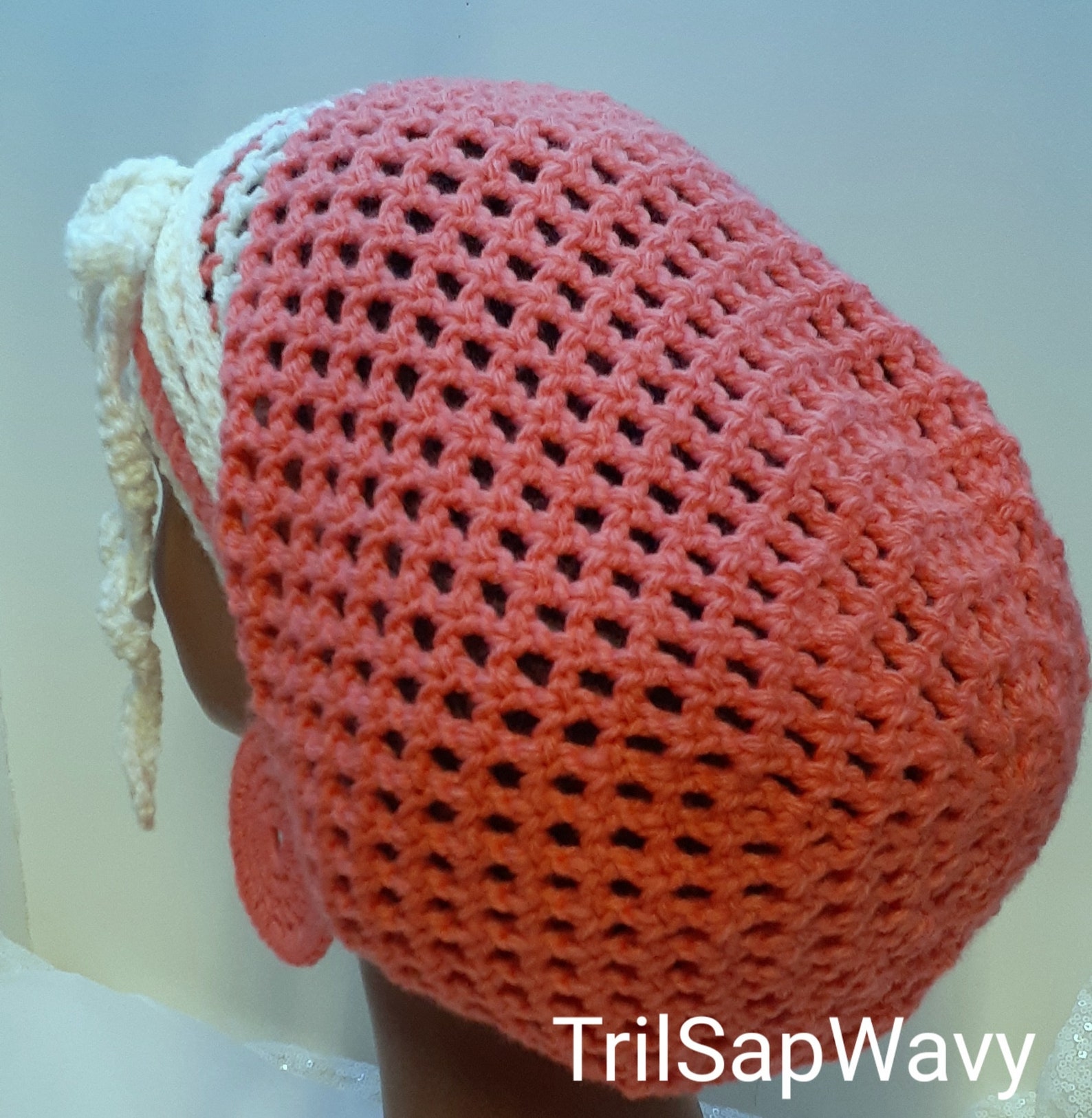 Crochet Dreadloc Hat, Coral Mesh Hat for Dreads, Women's Slouchy Beanie ...