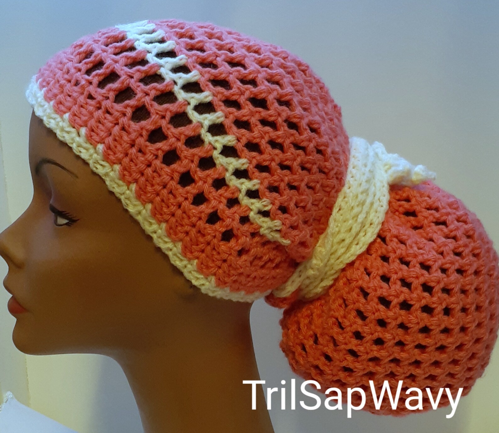 Crochet Dreadloc Hat, Coral Mesh Hat for Dreads, Women's Slouchy Beanie ...