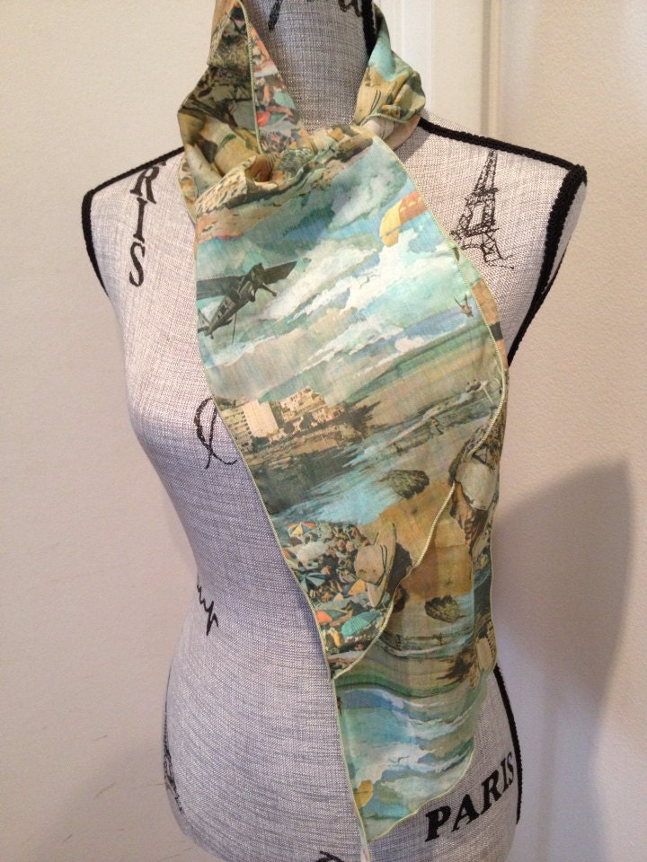 Scarf - Beach Scene Printed, Lightweight - Etsy