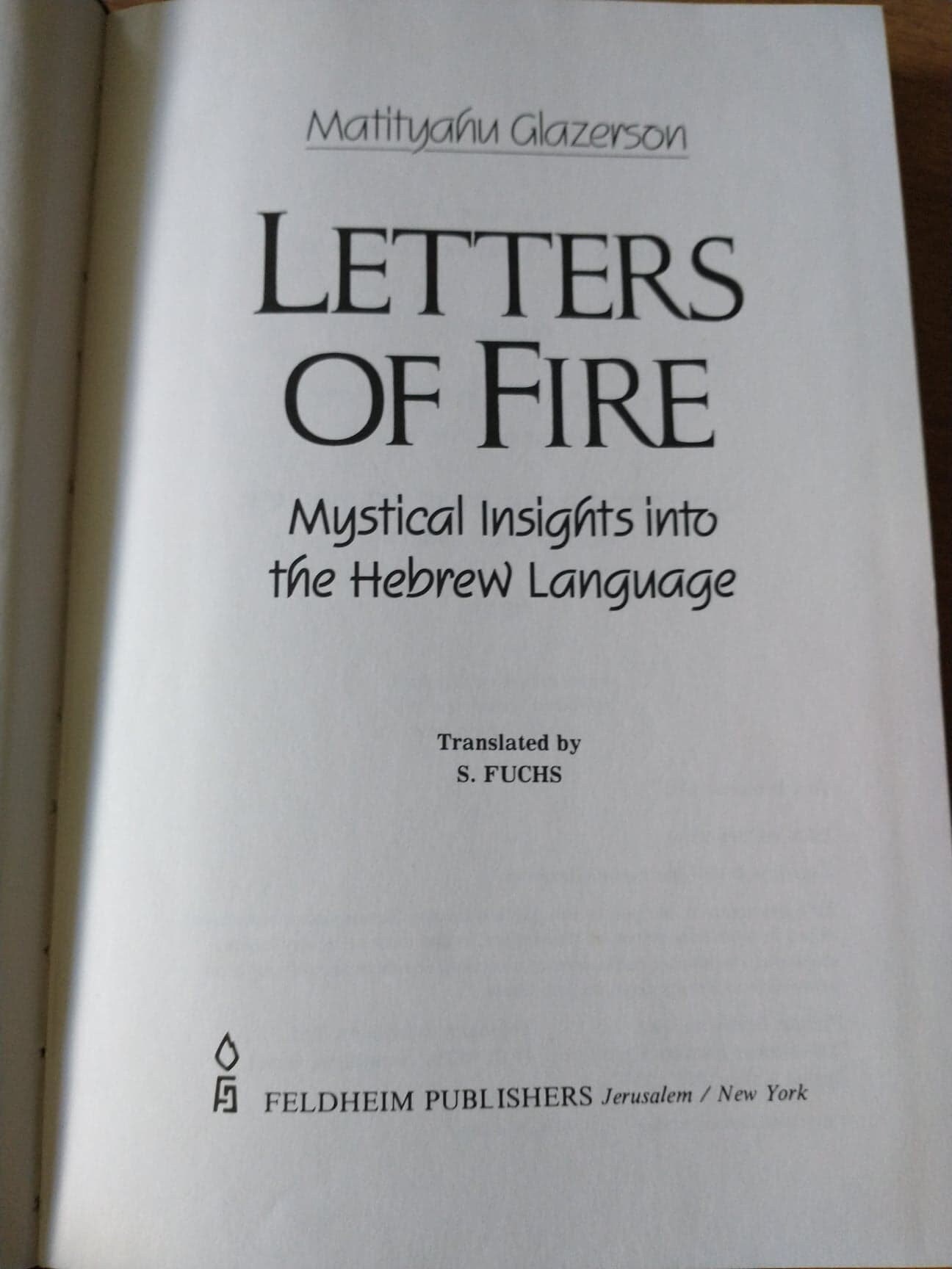 Letters of Fire: Mystical Insights Into the Hebrew Language HARDCOVER ...