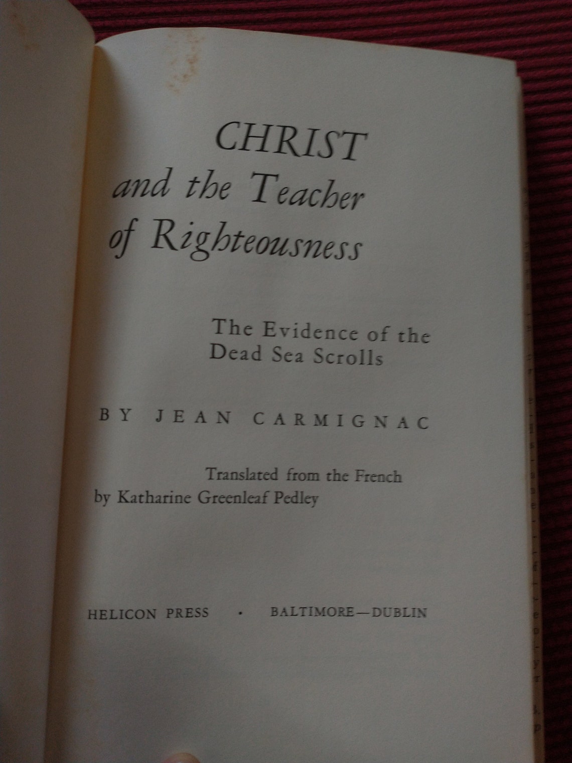 RARE Christ & the Teacher of Righteousness by Jean Carmignac - Etsy