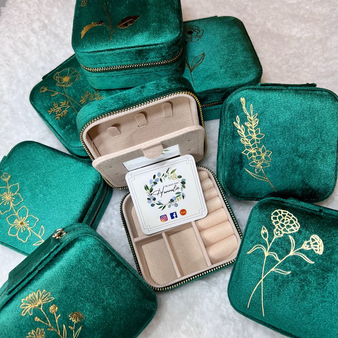 Birth Flower Jewelry Box Travel Jewelry Box Personalized Jewelry Box ...