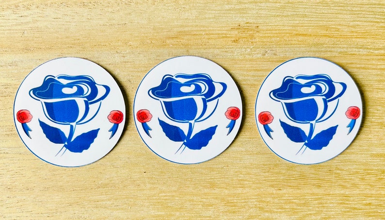 3x Delfts Blauw Roos. Dutch Blue Rose. Vinyl Glossy Stickers. Pack of 3 ...