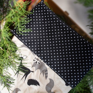 Christmas Quilted Stocking With Deer, Squirrels, Hedgehogs and Raccoons ...