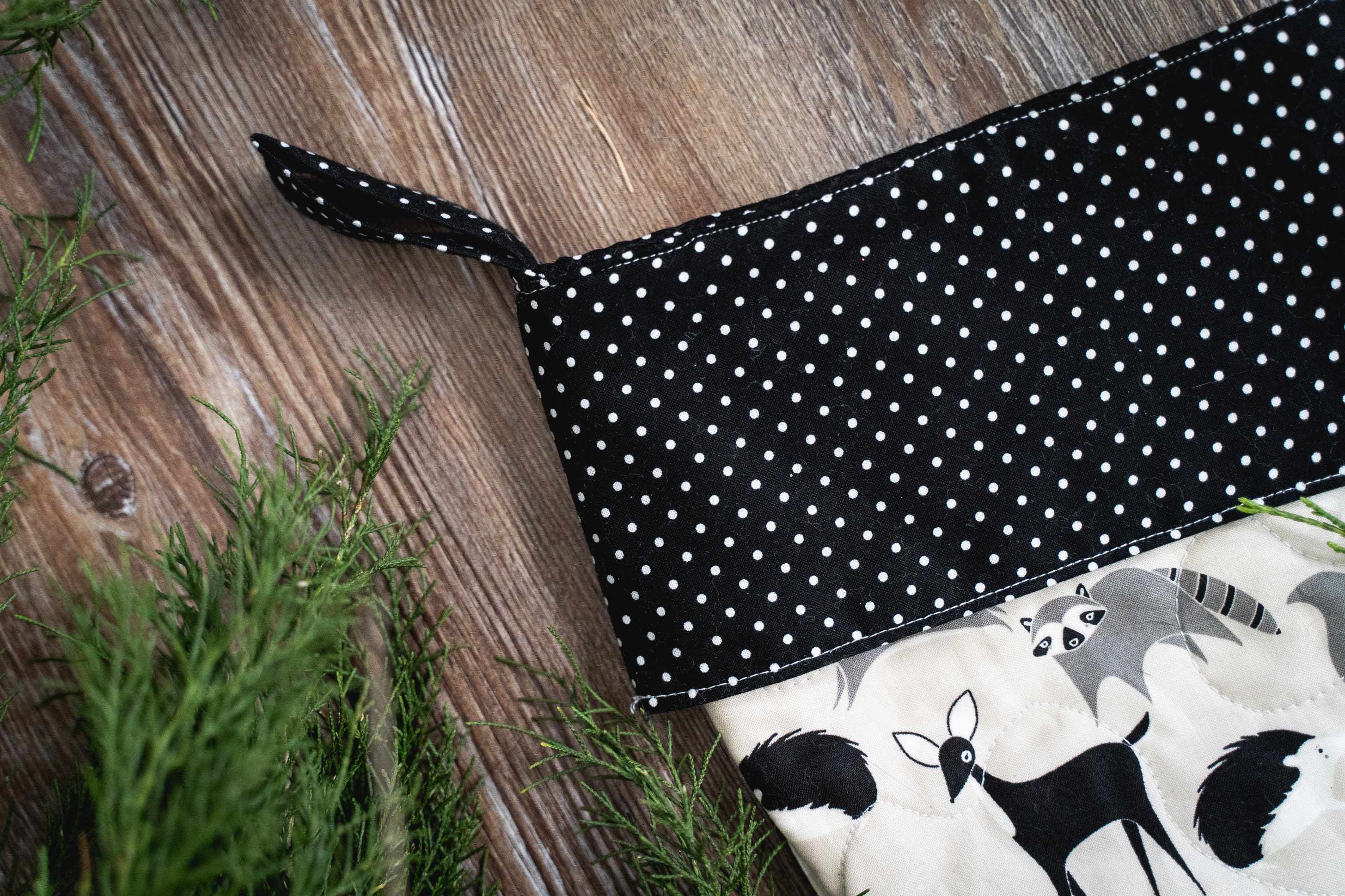 Christmas Quilted Stocking With Deer, Squirrels, Hedgehogs and Raccoons ...