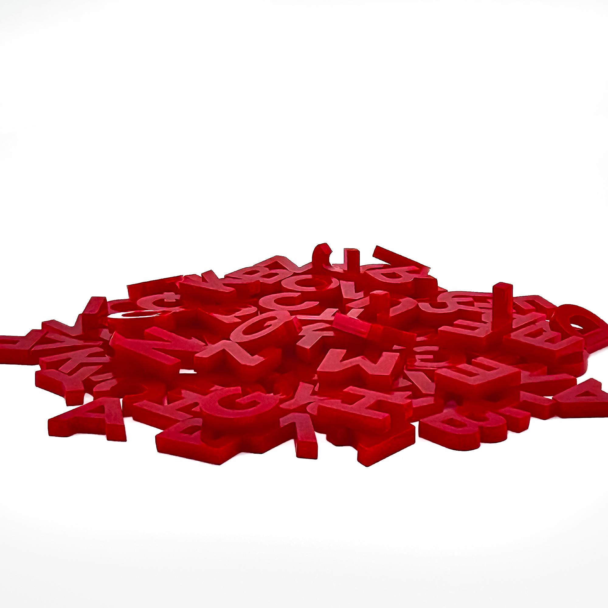 100 Tiny Red Acrylic Letters – Quarter Inch Glossy Plastic Alphabet Set ...