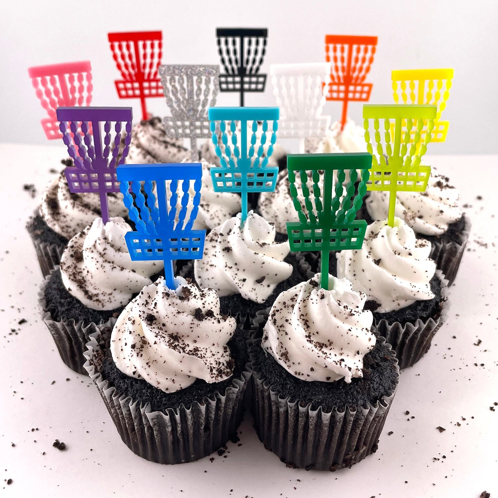 Mini Disc Golf Cupcake Toppers - Frisbee Golf - Disc Golf Course Cake ...