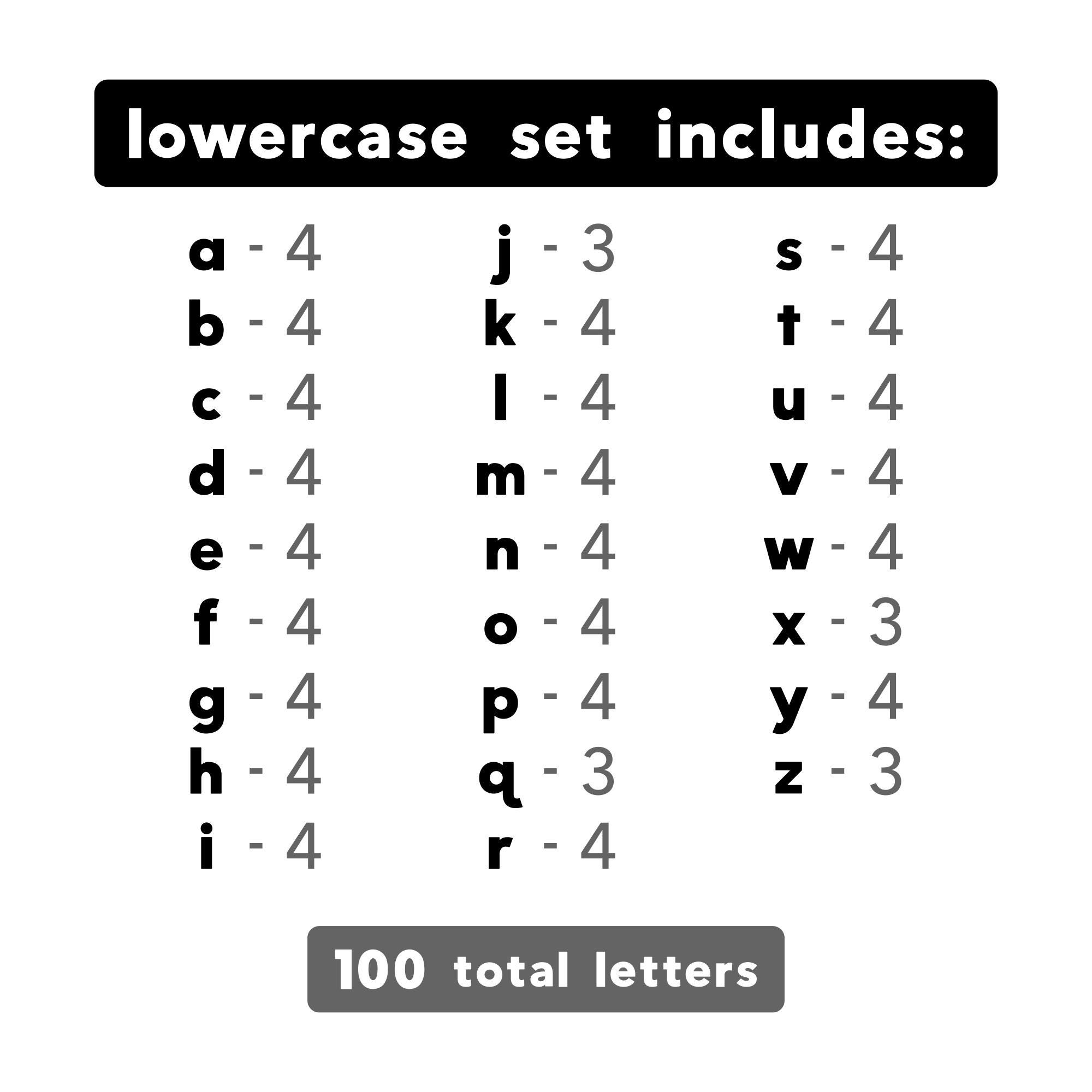 100 Large Wood Letters - Capital Lowercase Alphabet Set - 1, 1.25, 1.5 ...