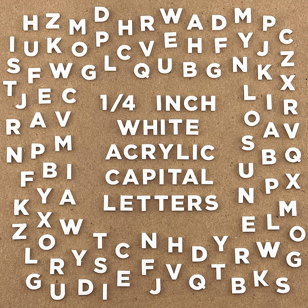 100 Tiny White Acrylic Letters – Quarter Inch Plastic Alphabet Set ...