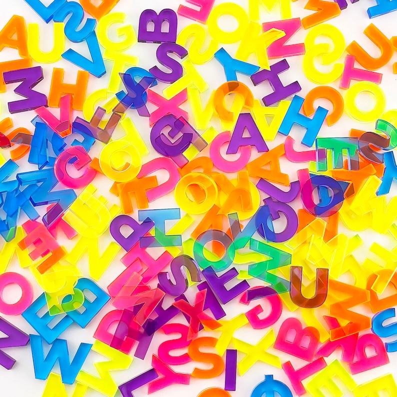 100 Small Acrylic Letters - Half Inch - Quarter Inch - Transparent ...