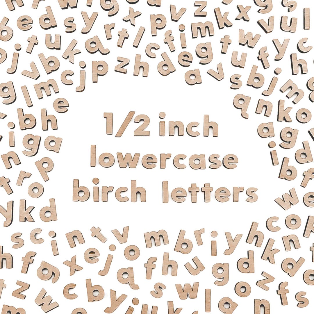 100 Small Lowercase Wood Letters – Half Inch Unfinished Birch Alphabet ...