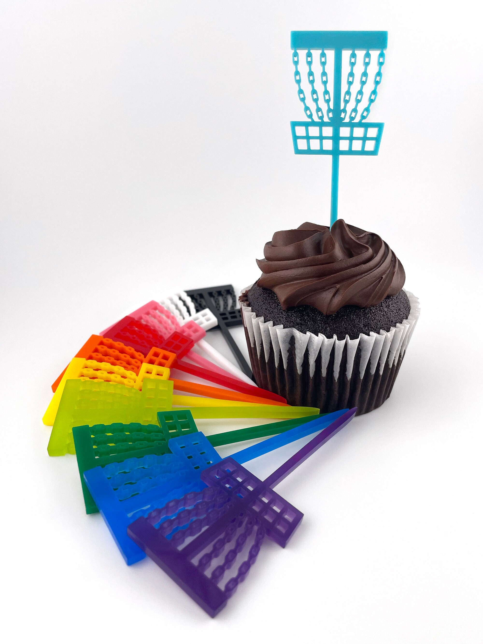Disc Golf Cupcake Toppers - Set of 12 - Frisbee Golf - Disc Golf ...