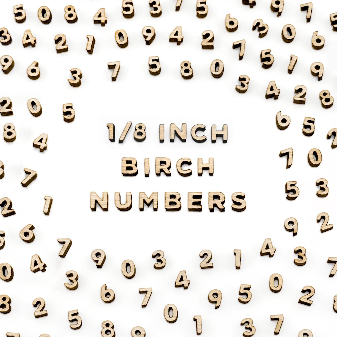 200 Micro Wooden Numbers – Eighth Inch Unfinished Birch Digits Set ...