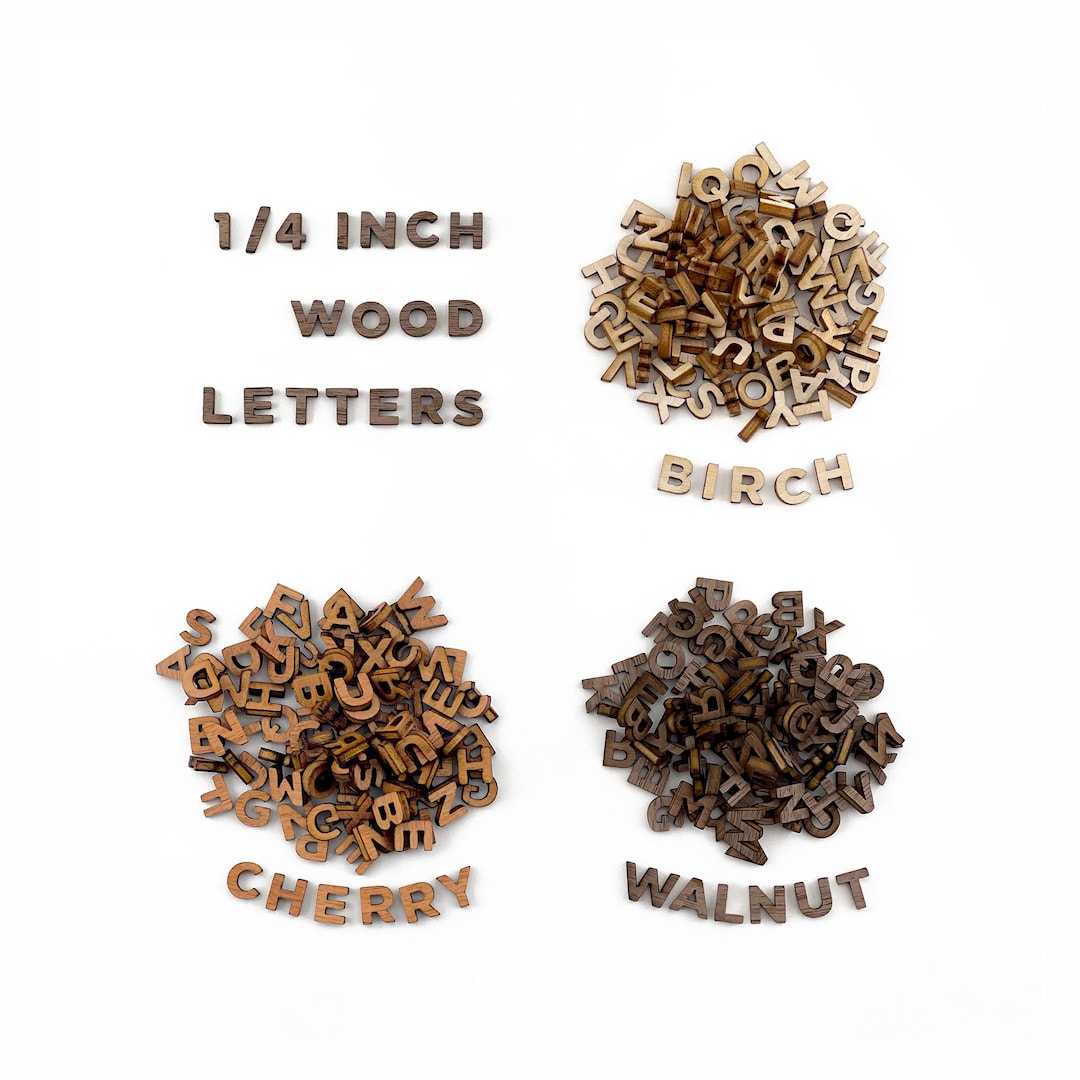 100 Tiny Wooden Letters Numbers - Quarter Inch - Capital Letters ...