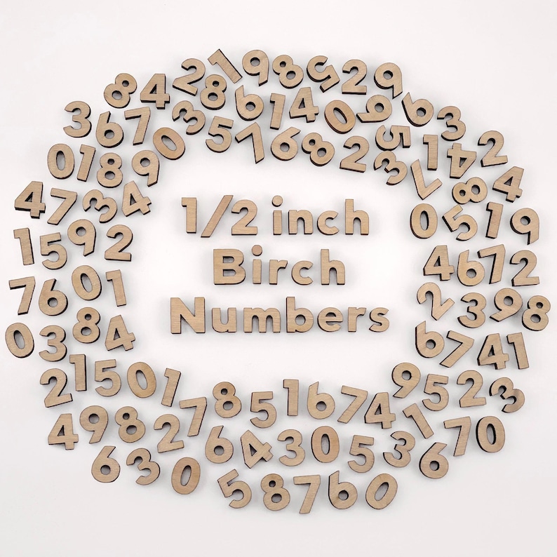 100 Small Wooden Numbers – Half Inch Set Unfinished Birch Digits ...