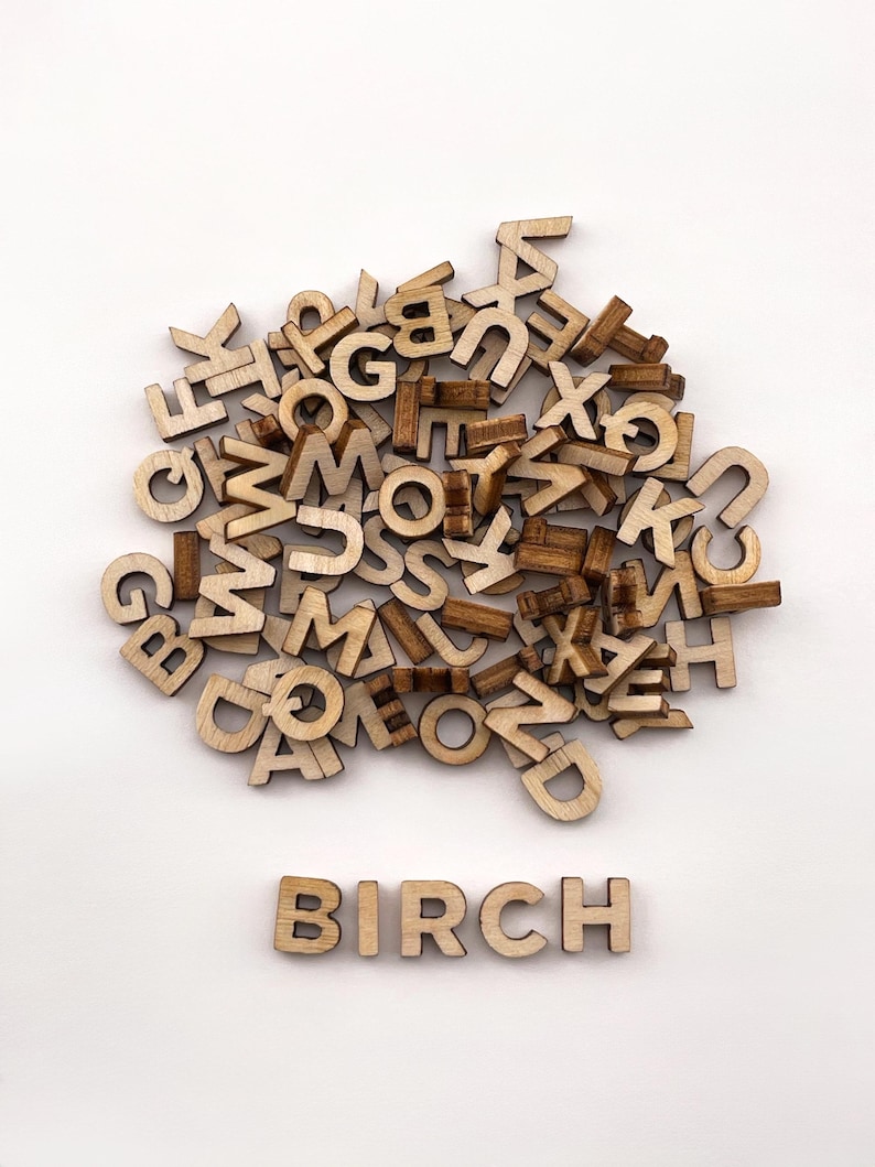 100 Tiny Capital Wood Letters – Birch Alphabet Characters – Quarter ...