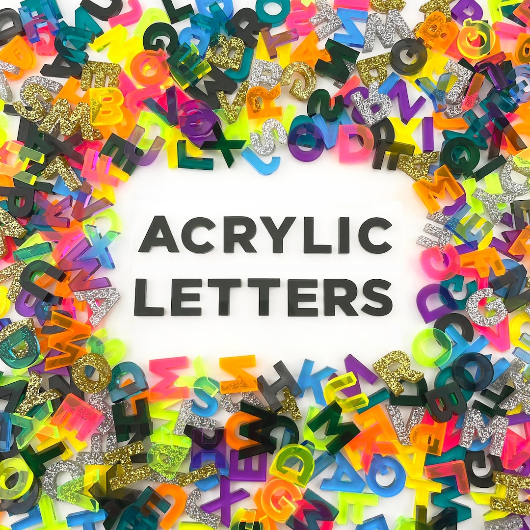 100 Small Acrylic Letters - Half Inch - Quarter Inch - Transparent ...