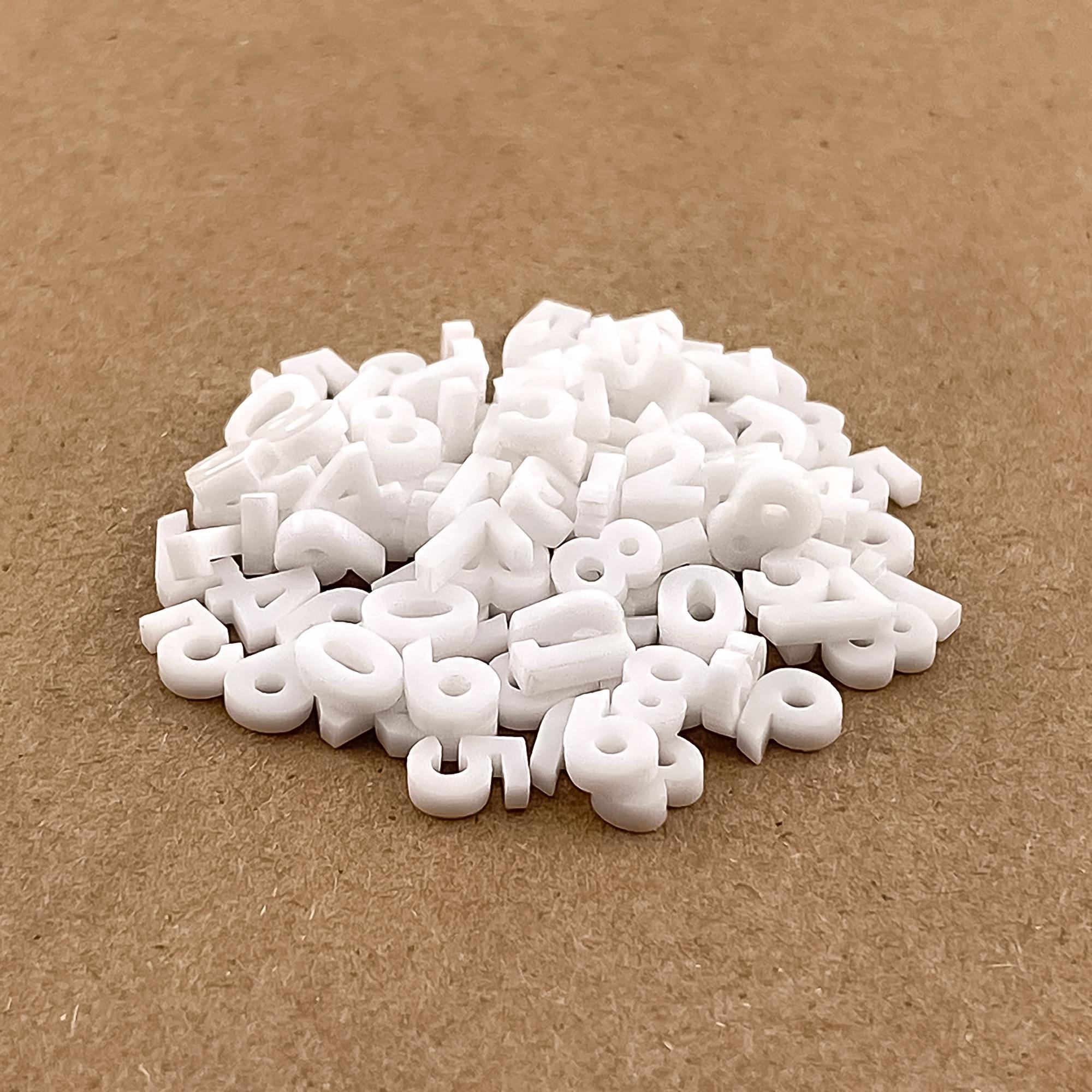 100 Tiny White Acrylic Numbers – Quarter Inch Glossy Plastic Numbers ...
