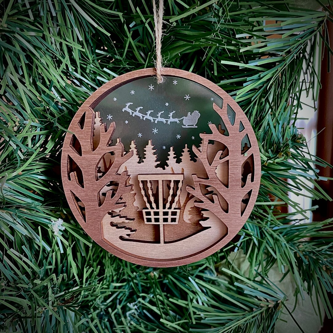 Wooden Disc Golf Christmas Ornament - Frisbee Golf - Wooded Disc Golf ...