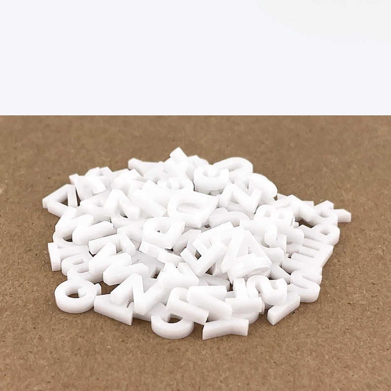 100 Tiny White Acrylic Letters – Quarter Inch Plastic Alphabet Set ...