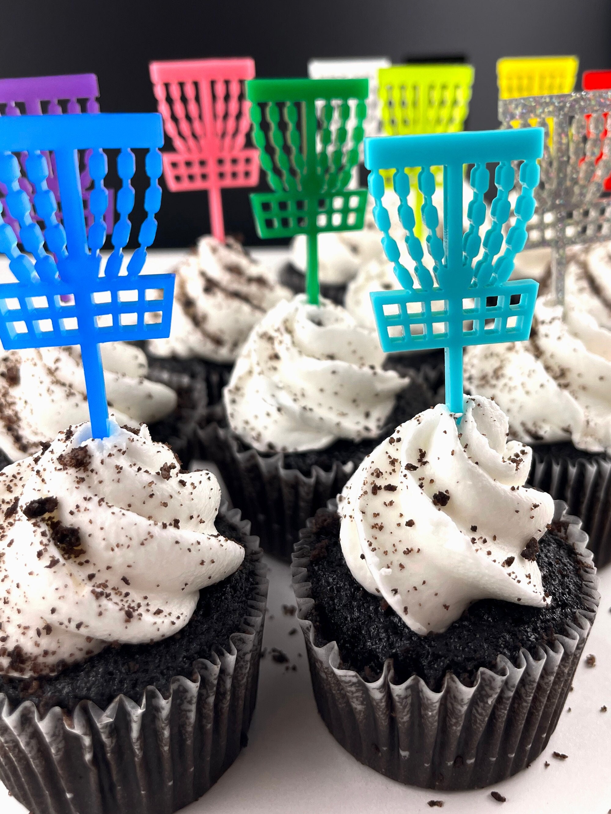 Mini Disc Golf Cupcake Toppers - Frisbee Golf - Disc Golf Course Cake ...