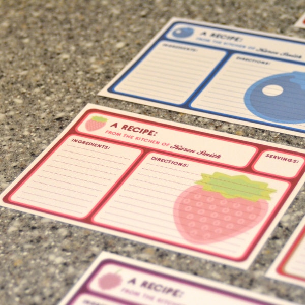Retro Recipe Cards - Etsy