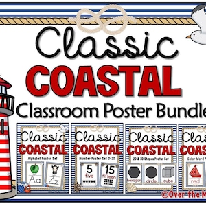 Classic Coastal | Classroom Décor Poster Bundle | Nautical | Navy ...
