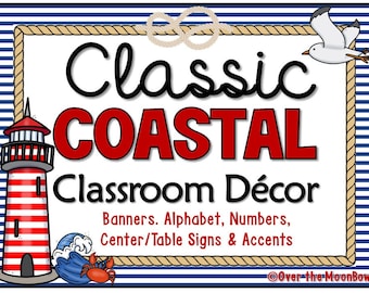 Classic Coastal | Classroom Décor Poster Bundle | Nautical | Navy ...