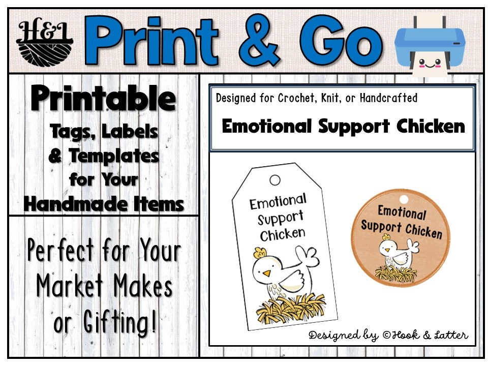 Printable PDF Tags for Emotional Support Chicken | Market Prep ...