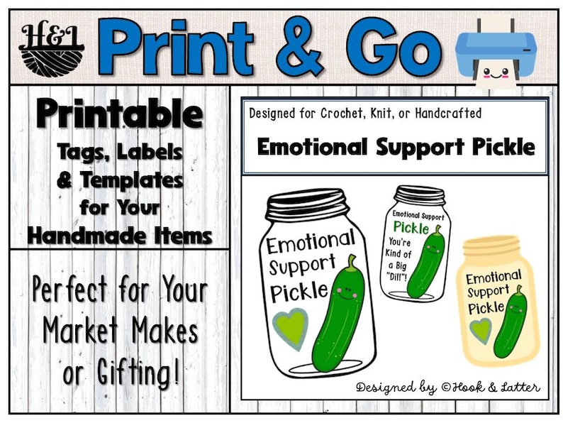 Printable PDF Tags for Positive Pickle | Emotional Support Pickle ...