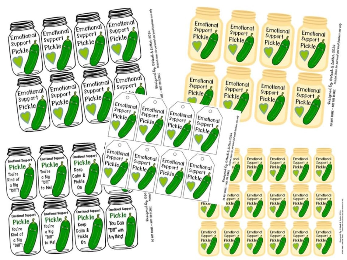Printable PDF Tags for Positive Pickle | Emotional Support Pickle ...