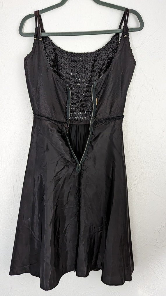 Flirty 1960s Black Sequin and Chiffon Cocktail Dress … - Gem