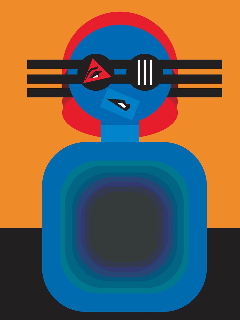 Blue Face Women, Vector Art, Retro Digital Art, 300DPI 18 X 24 Poster ...