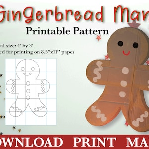 Giant Gingerbread Man Pattern, Pattern for 3'x4' Tall Gingerbread Man ...