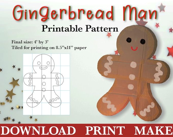 Giant Gingerbread Man Pattern, Pattern for 3'x4' Tall Gingerbread Man ...