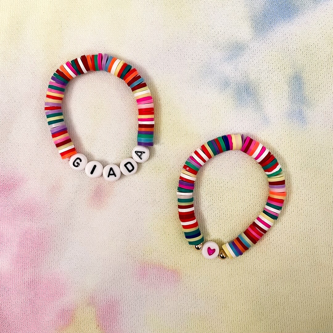 Set of 2 Girls Rainbow Beaded Bracelets Custom Girls Beaded Bracelet - Etsy