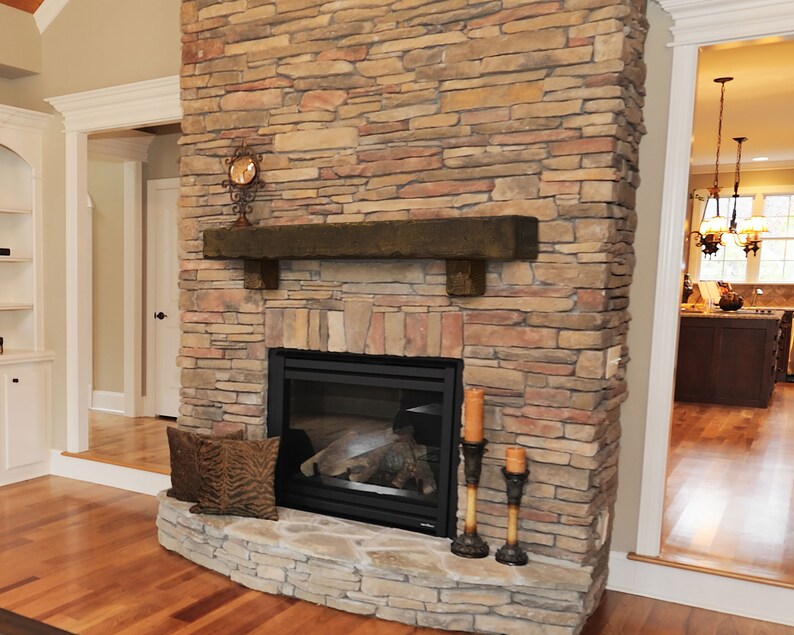 Rustic Fireplace Mantel With Corbels Hand Crafted Shelf or - Etsy