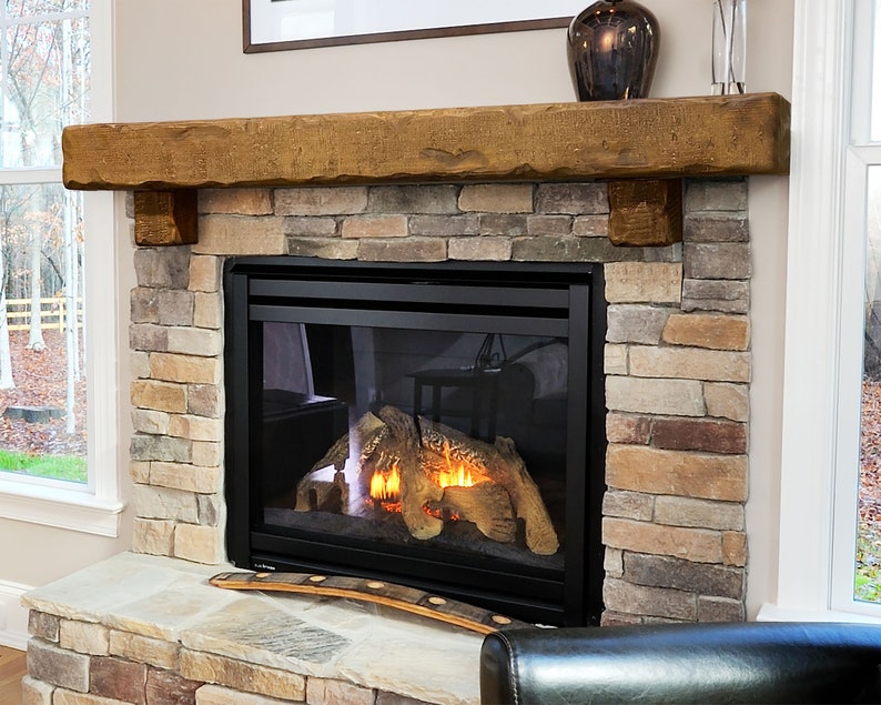 Rustic Fireplace Mantel With Corbels: Solid Wood, Eco-friendly Finish ...