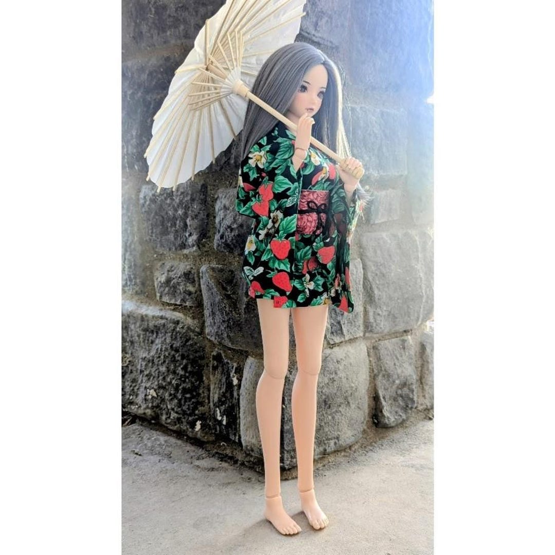 Strawberry Print Doll Kimono: Vintage Fabric BJD Doll Attire - Etsy