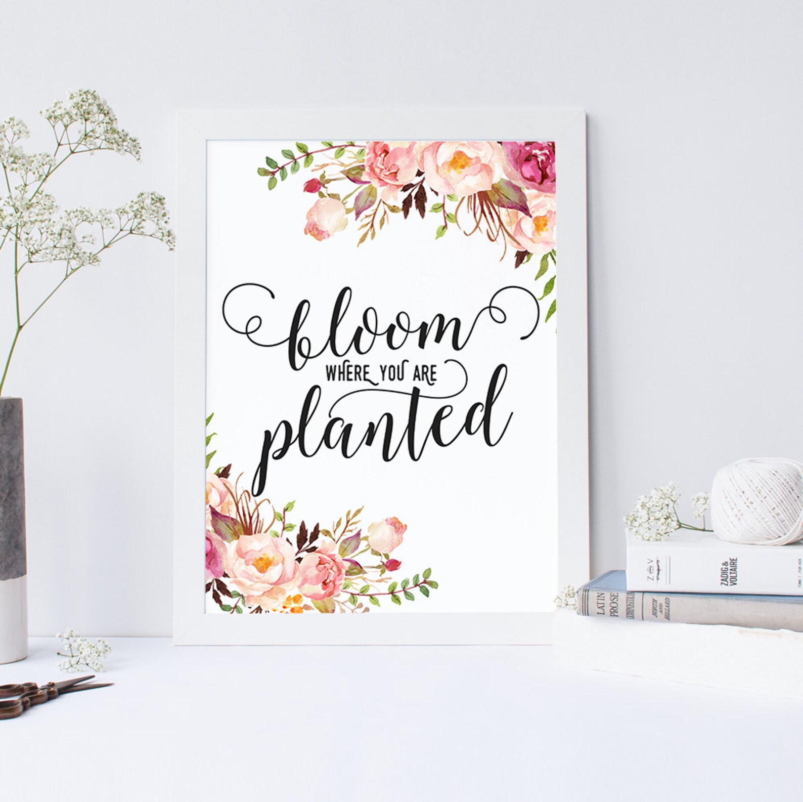 Printable Bloom Where You Are Planted, Typographic Print, Inspirational ...