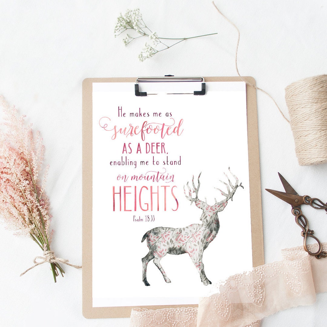 Psalm 18:33 - INSTANT DOWNLOAD - Scripture Digital File - Bible Verse ...