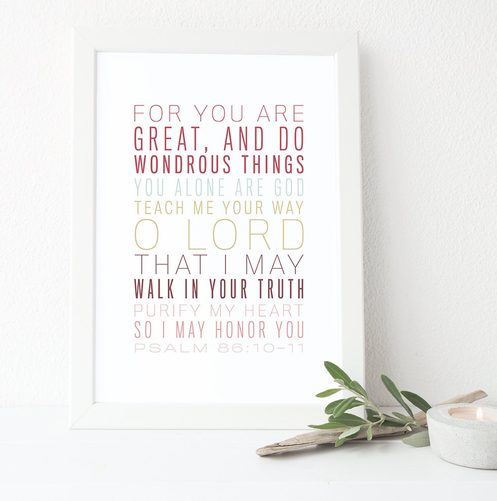 Psalm 86:10-11 INSTANT DOWNLOAD Scripture Digital File Bible Verse Art ...