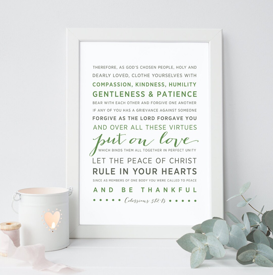 INSTANT DOWNLOAD - Colossians 3:12-15 - Scripture Print Digital File ...