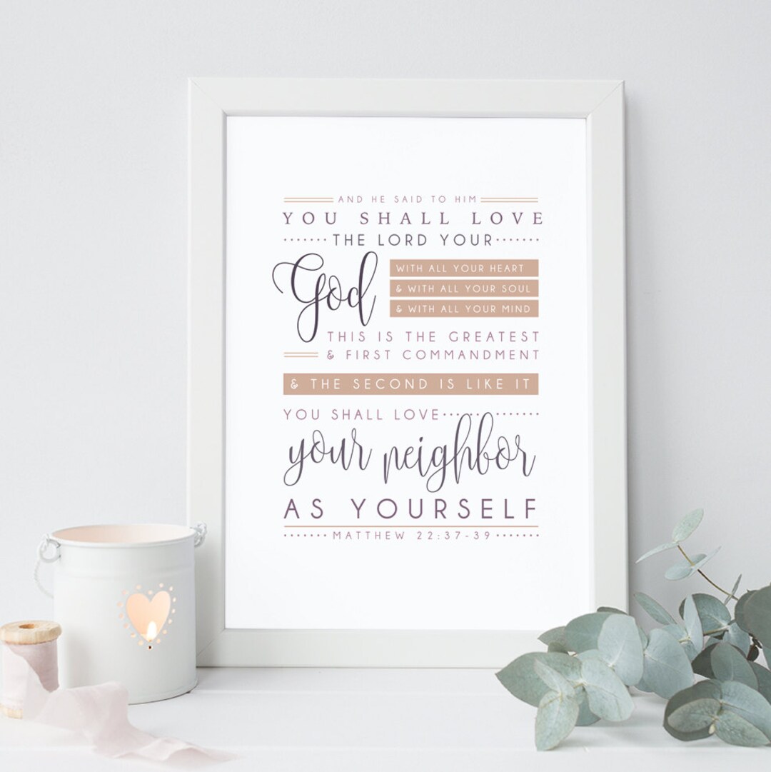 Matthew 22:37-40 - INSTANT DOWNLOAD - Scripture Digital File - Bible ...
