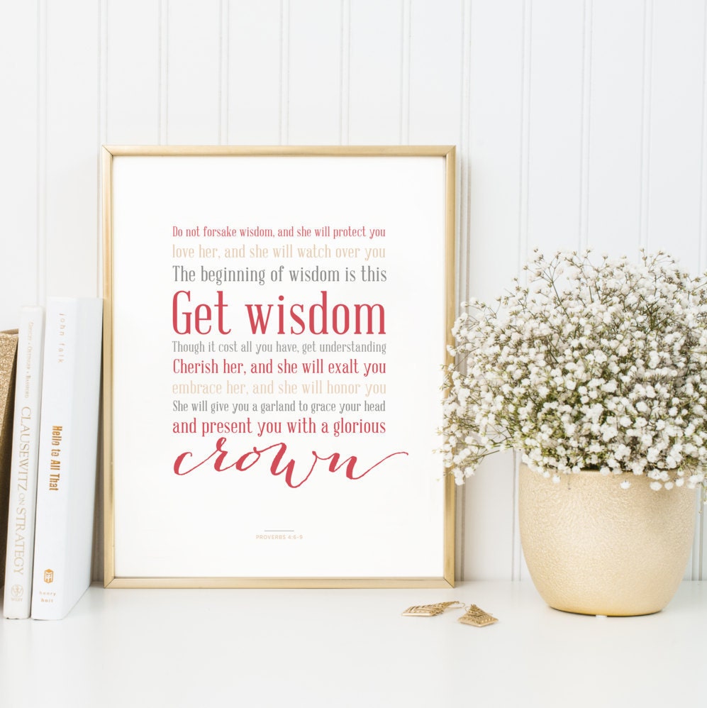 INSTANT DOWNLOAD Proverbs 4:6-9 Bible Verse Wall Art | Etsy