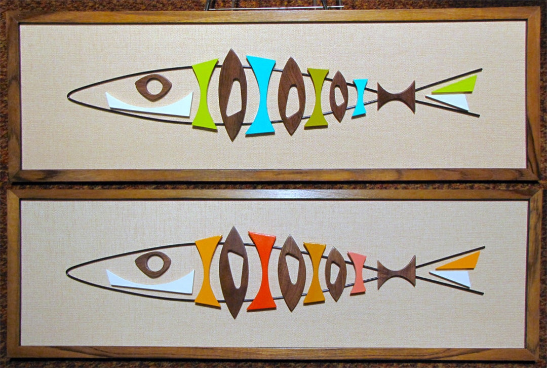 Mid Century Modern Mod "abstract Fish" (pair) - Etsy
