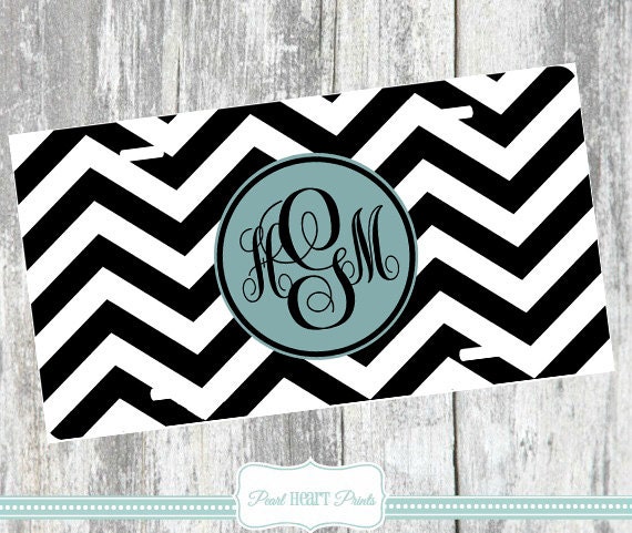 Black White Turquoise Chevron Pattern