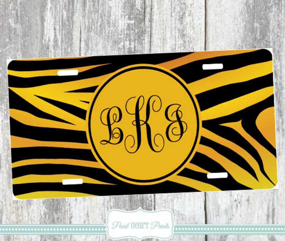 TIGER PRINT LICENSE Plate Animal Print Car Tags Monogrammed ...