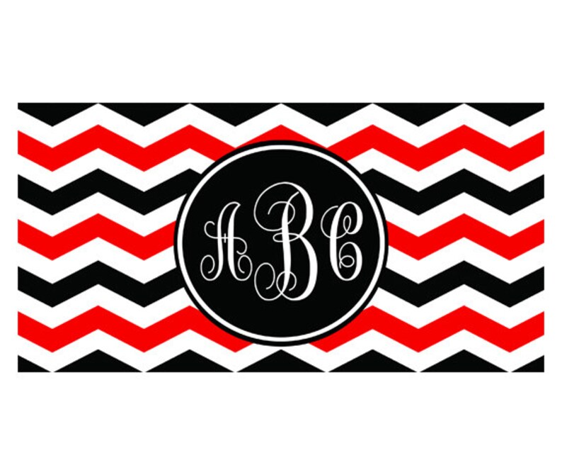 BLACK RED WHITE Chevron Print License Plate Monogrammed Car Tags ...